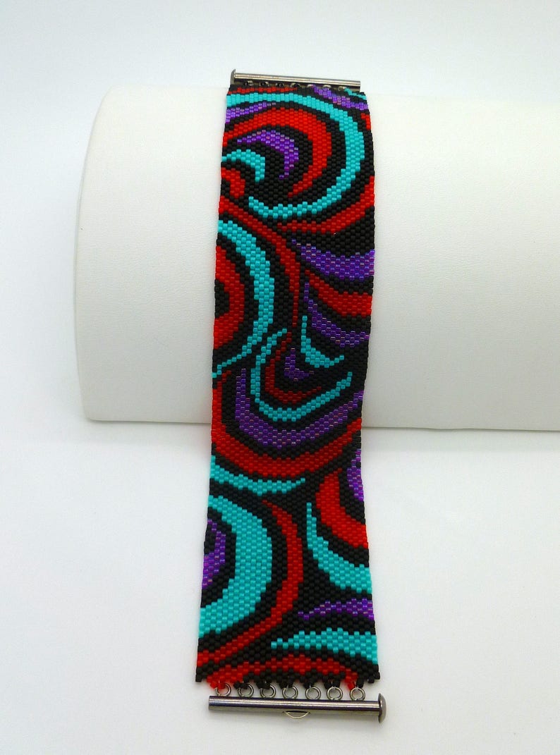 Peyote Bracelet PATTERN. Even Count Peyote Pattern. Swirl Cuff Beading ... Peyote Bracelet PATTERN. Even Count Peyote Pattern. Swirl Cuff Beading ...
