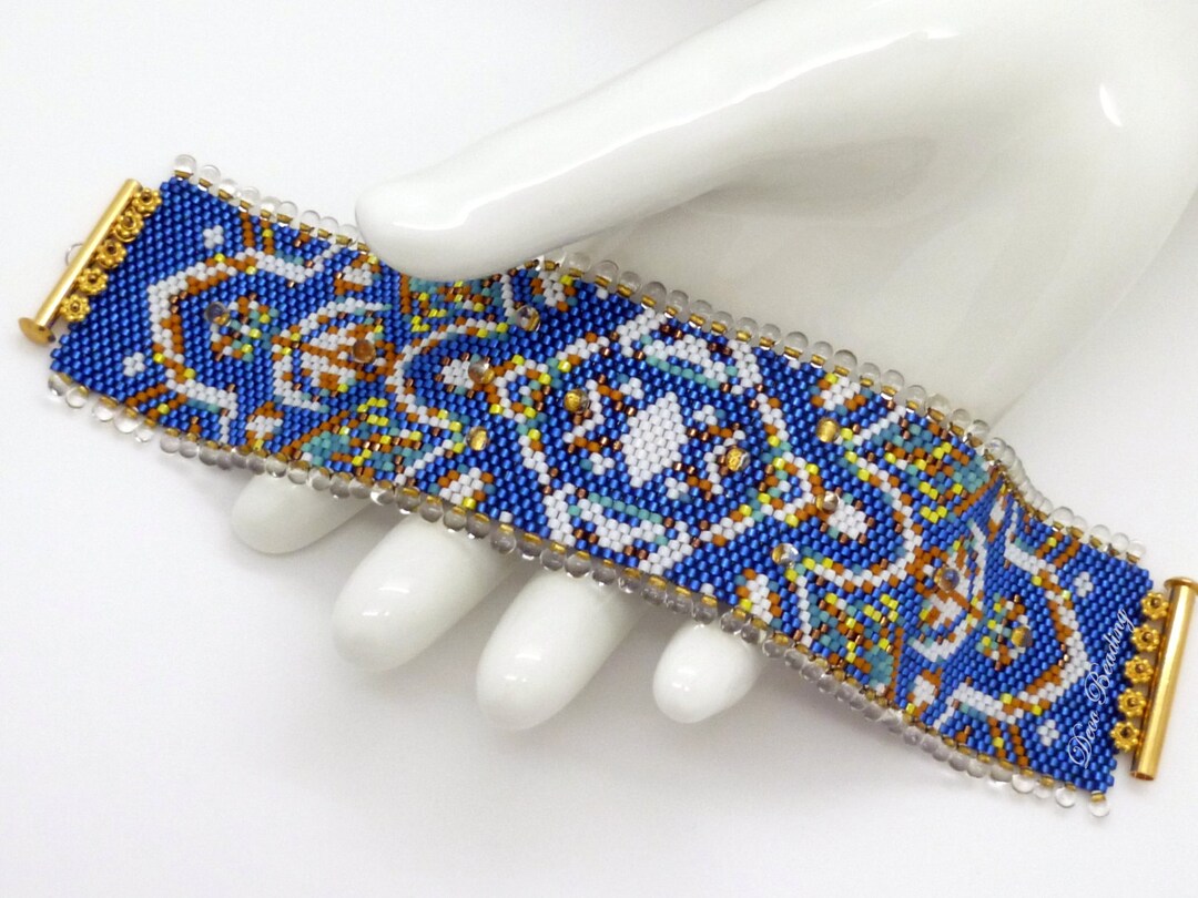 Beading PATTERN. Odd Count Peyote Pattern. "mandala 2 Blue" Peyote ...