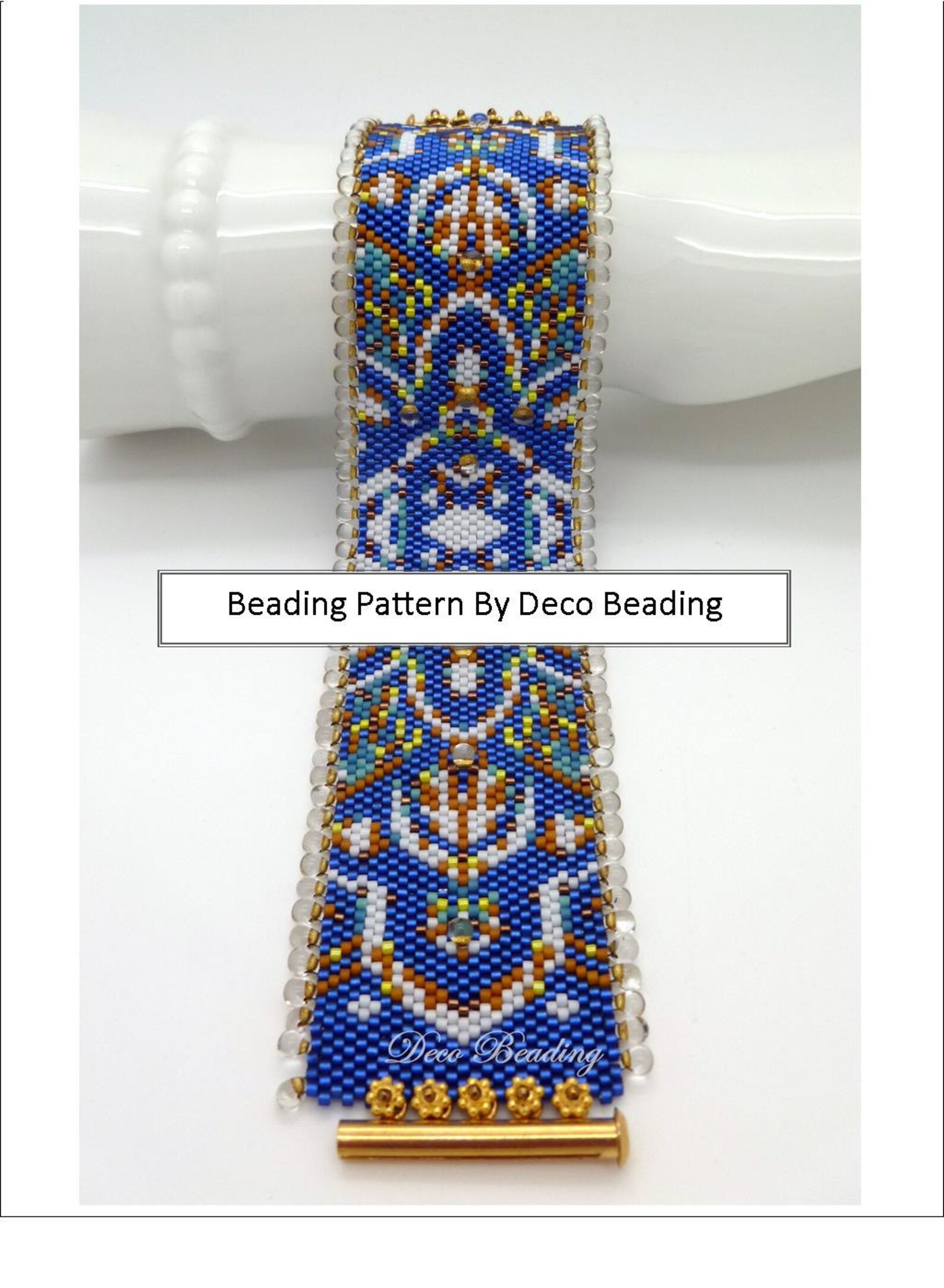 Beading PATTERN. Odd Count Peyote Pattern. "mandala 2 Blue" Peyote ...