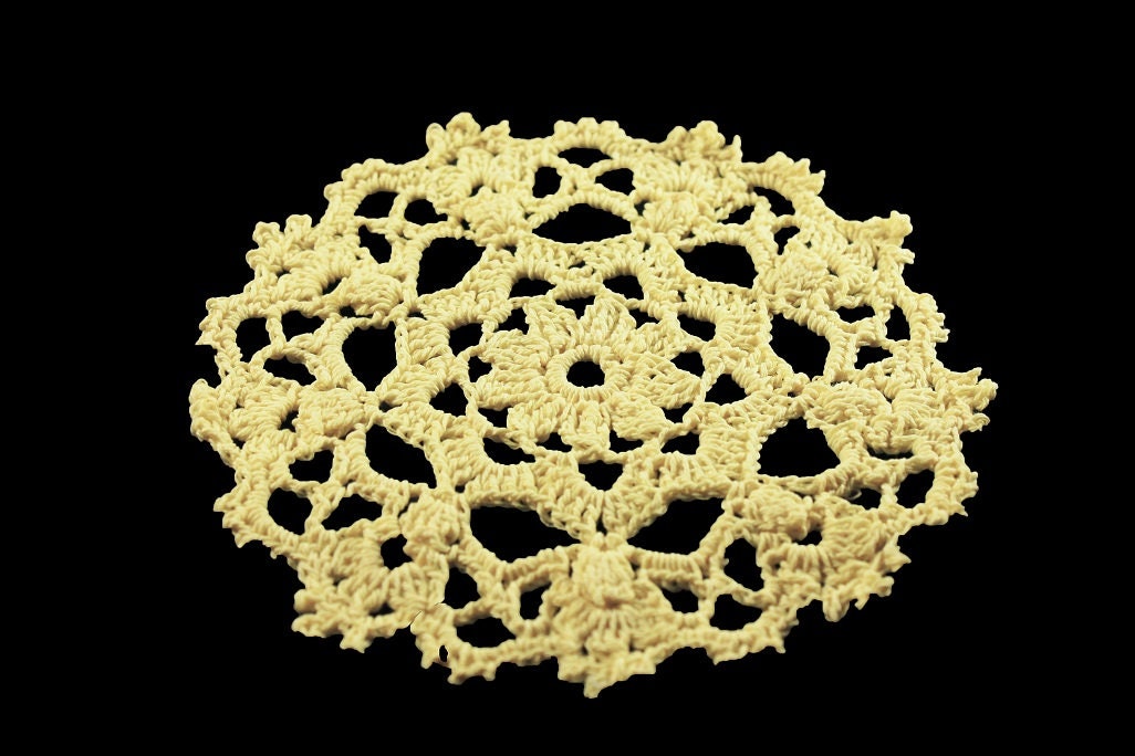 Crochet Doily Mini Doily Round Light Yellow Small | Etsy
