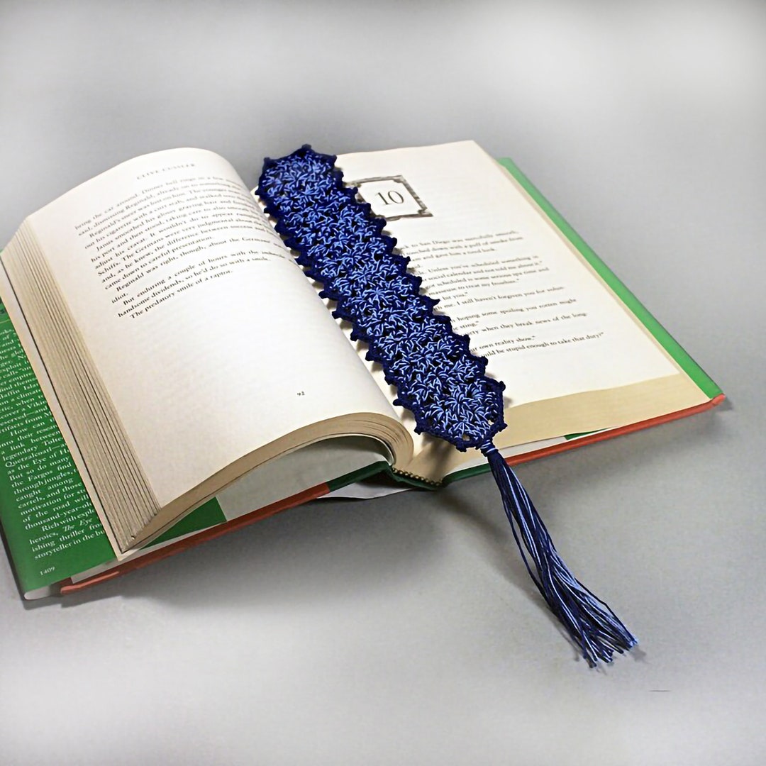 Blue Bookmark, Crochet, 10 Inches, Book Lovers Gift, Rectangle ...