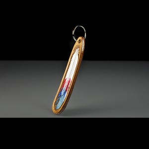 Hand Tooled Red White Blue Feather Keychain - Etsy