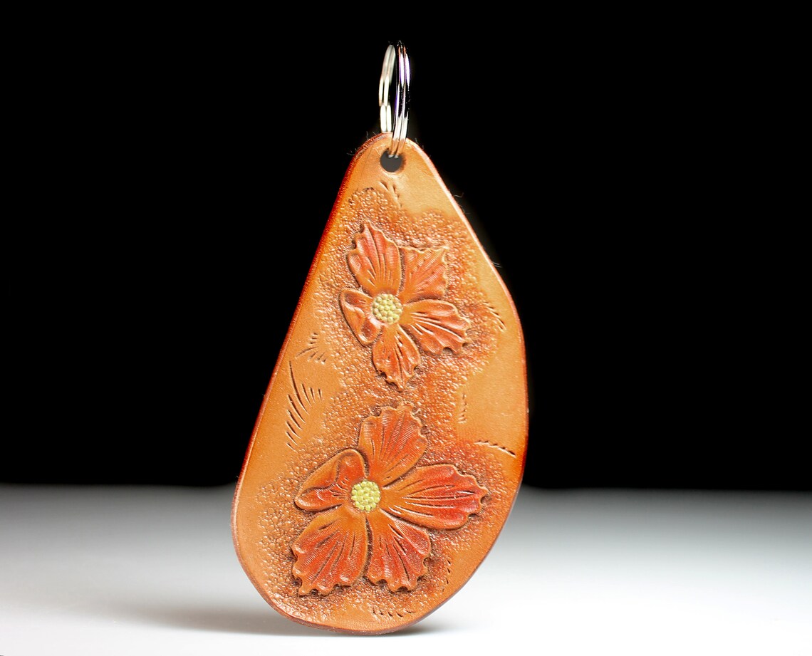 Leather Keychain Hand Tooled Leather Double Floral Purse - Etsy