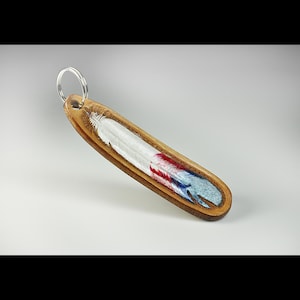 Hand Tooled Red White Blue Feather Keychain - Etsy