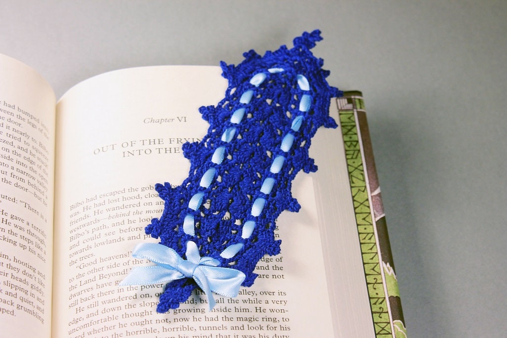 Blue Bookmark Crochet 7.5 Inches Book Lovers Gift | Etsy