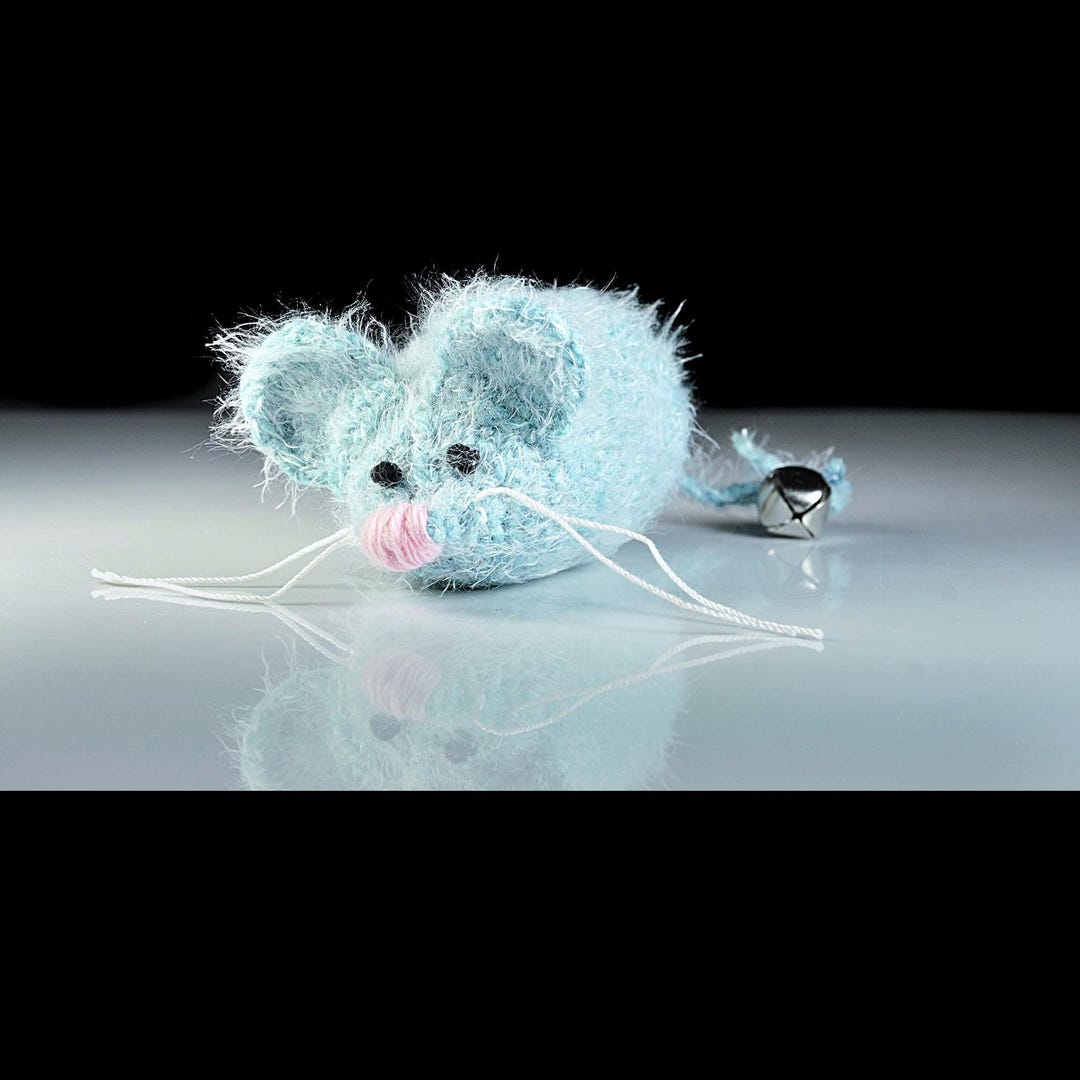 Crochet Catnip Mouse With Bell, Handmade Fuzzy Yarn Cat Toy - Etsy