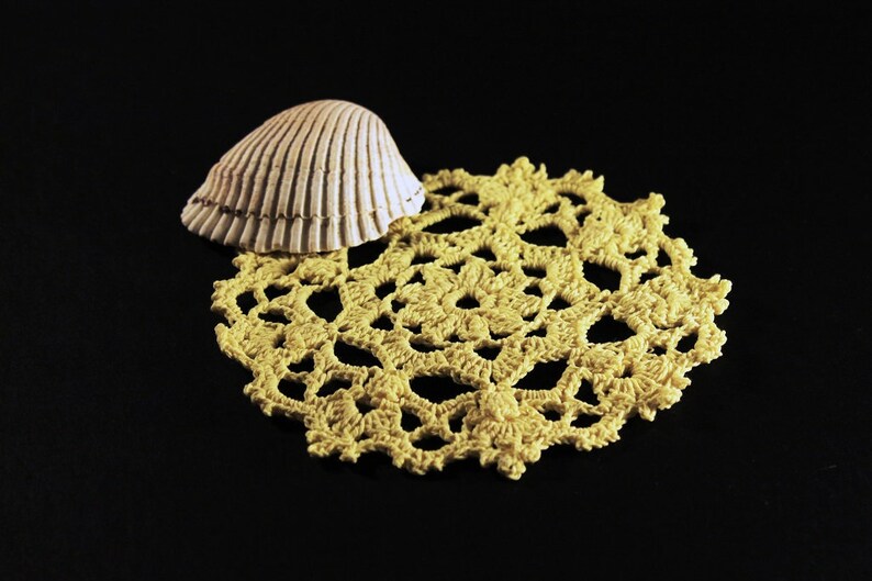 Crochet Doily Mini Doily Round Light Yellow Small Crochet | Etsy