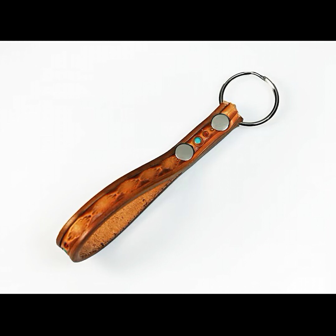 Leather Keychain, Hand Tooled Leather, Bag Accessory, Key Fob - Etsy