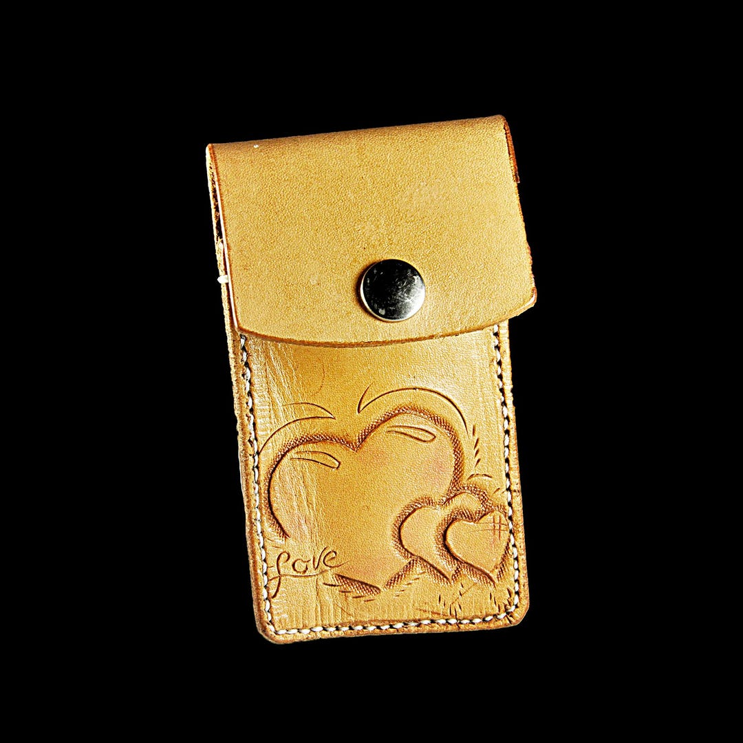Hand-tooled Hearts Leather Pouch, Small Essentials Holder - Etsy
