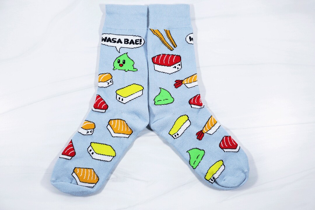 Wasabae Sushi Socks, Cute Pun Punny Asian Food Sushi Wasabi Art, Adult ...