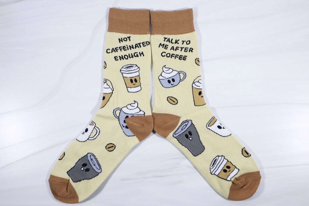 Coffee Caffeinated Socks, Cute Pun Punny Funny Cold and Hot Coffee Art ...