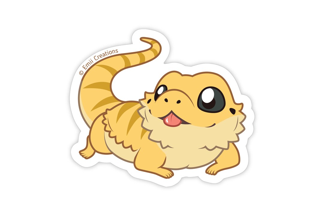 Bearded Dragon 3in Vinyl Stickers, Lizard Reptile Pet Cute Animal Art ...