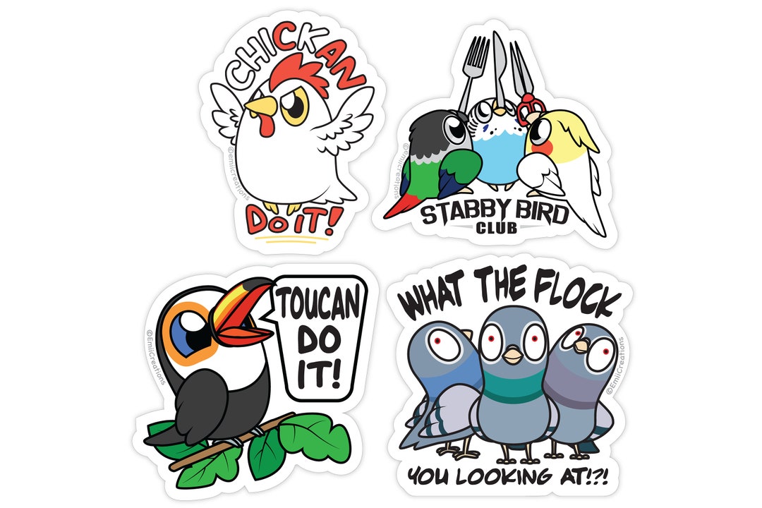 Cute Talking Bird Stickers Punny Toucan Pigeon Chicken and - Etsy