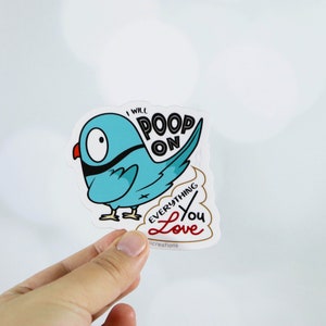 Haru the Indian Ringneck Parrot Stickers, the Quirky, Funny, Evil ...