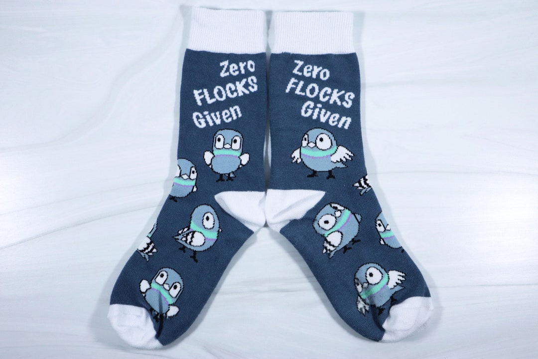 Zero Flocks Given Pigeon Socks, Cute Pun Punny Funny Bird Pigeon Animal ...