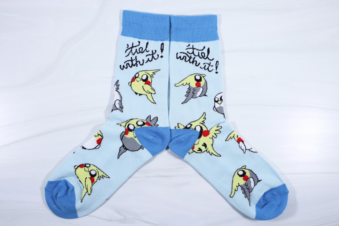 Tiel With It Cockatiel Socks, Cute Pun Punny Funny Yellow Gray ...