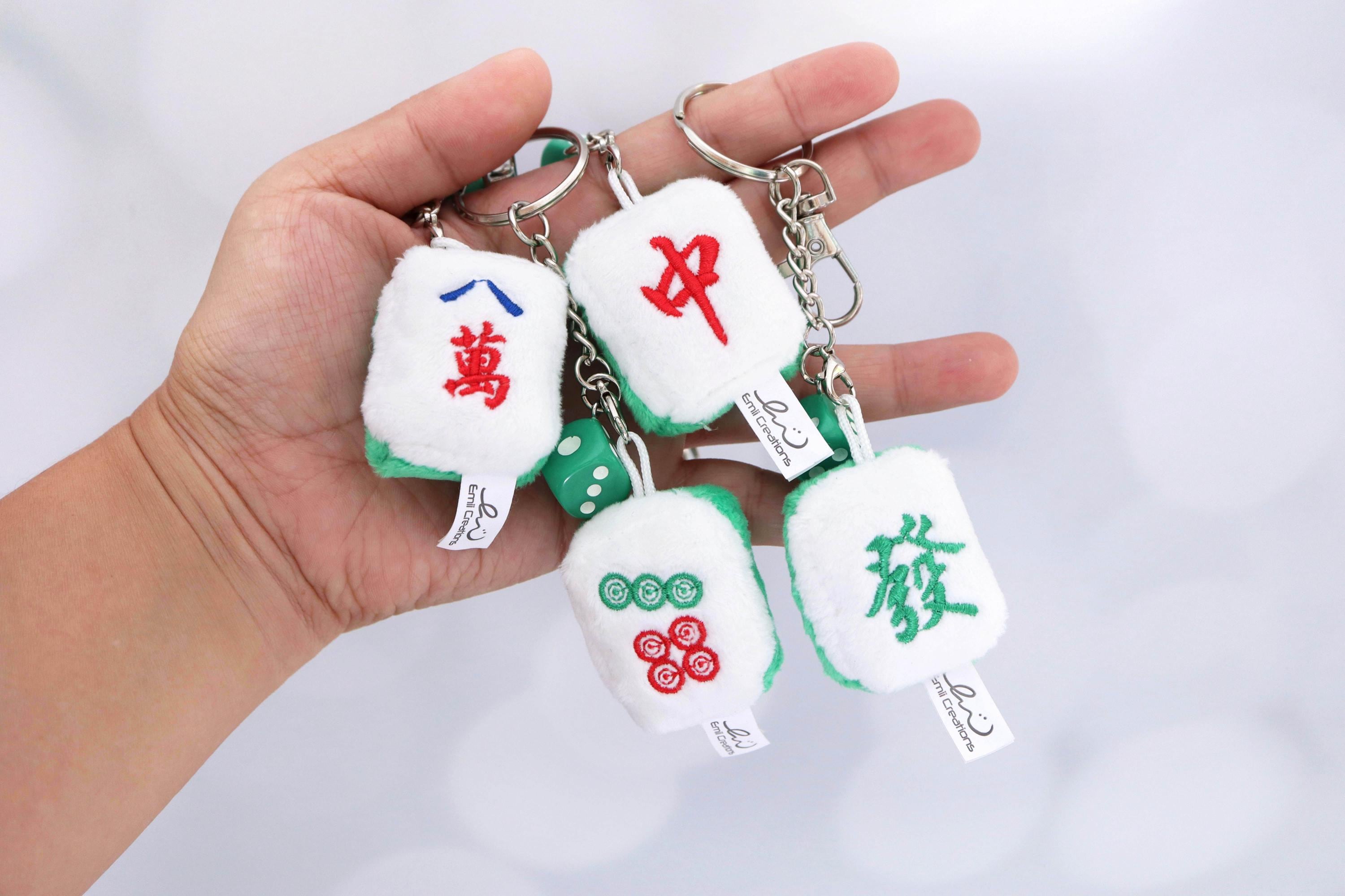 Mahjong Tile Plush Keychain - Cute Mini Plushie Gift - Fa, Zhong, Ba ...
