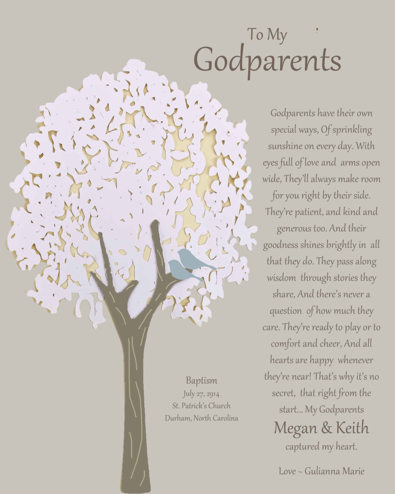 Godparents Gift - Personalized Gift for Godmother and Godfather - Gift ...