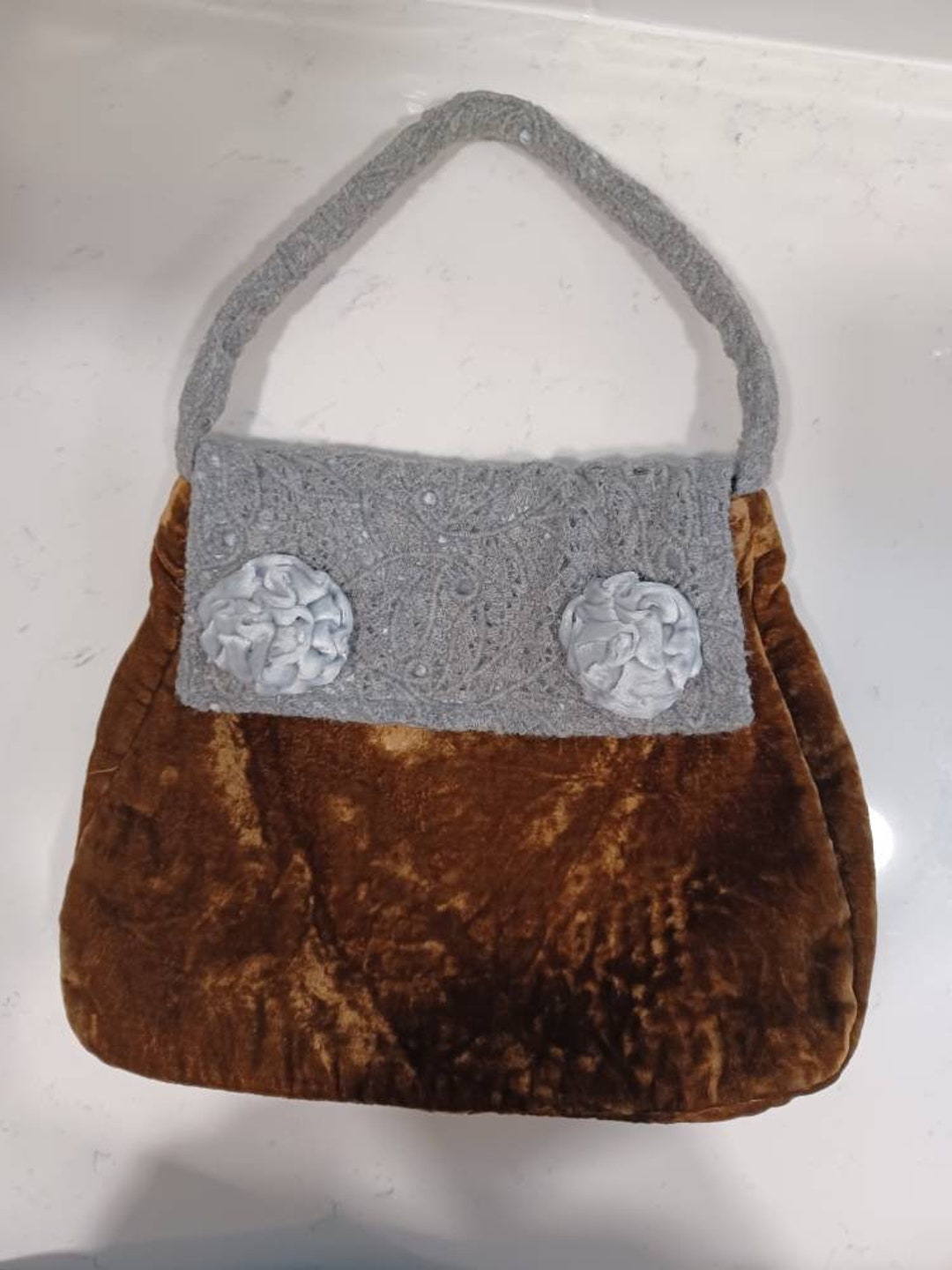 Vintage Velvet Rose Flowerhand Bag - Etsy