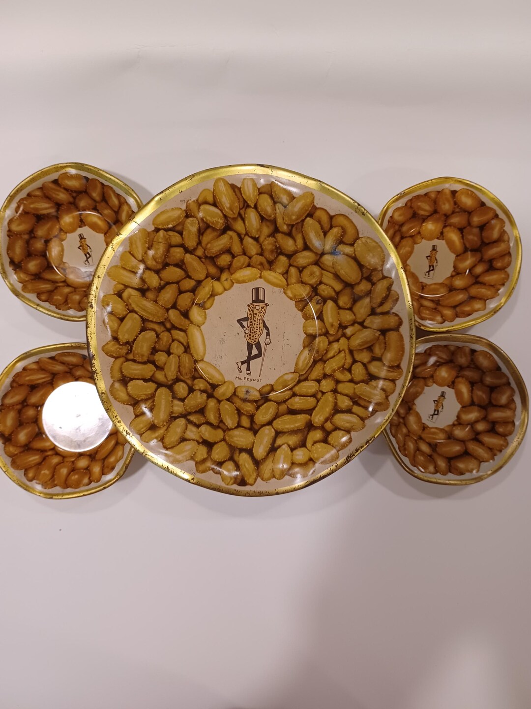 Vintage Planters Peanuts Litho Tin Nut Dish Set - Etsy