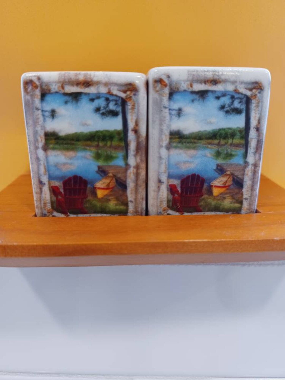 Cape Shore Salt and Pepper Shaker Withwood Holder - Etsy