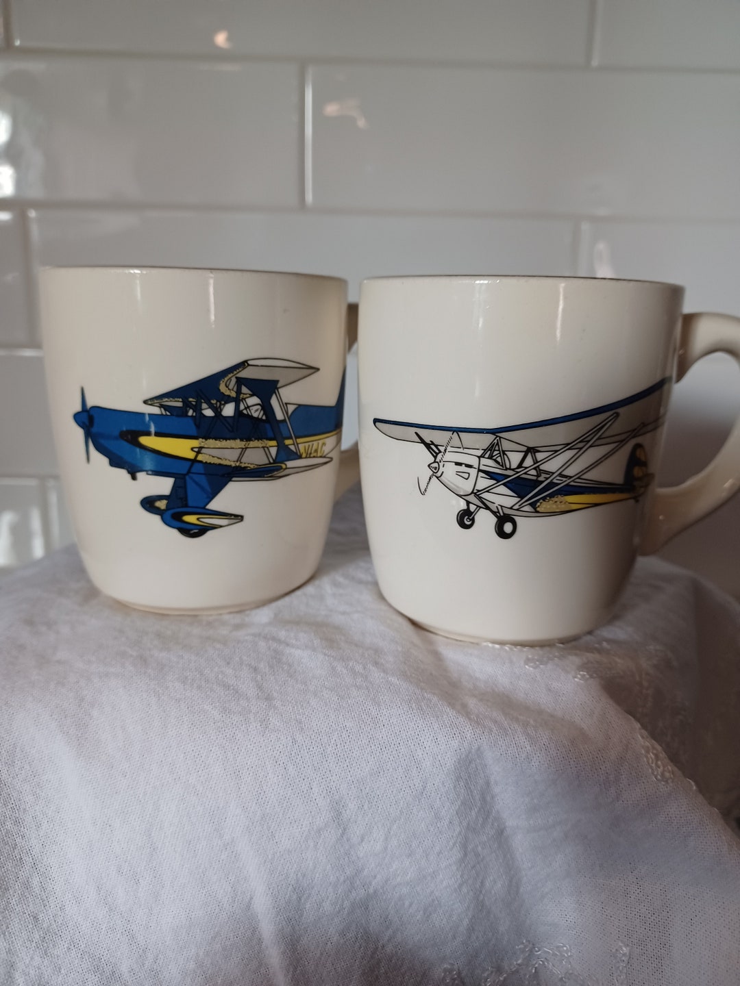 Vintage USA Airplane Mugs - Etsy