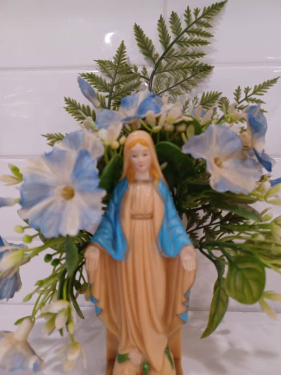 Virgin Mary With Flowers - Etsy