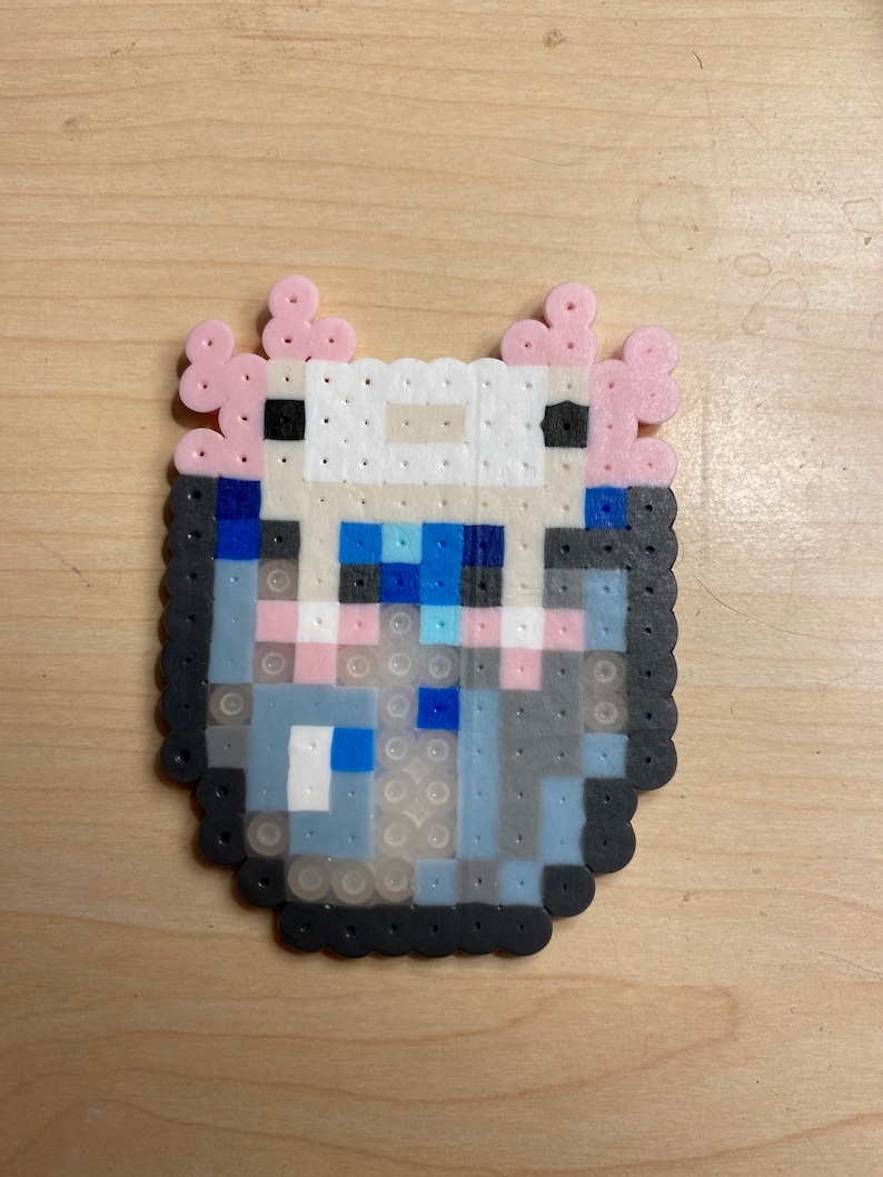 Minecraft axolotl en un cubo Perler bead Llavero o imán - Etsy México