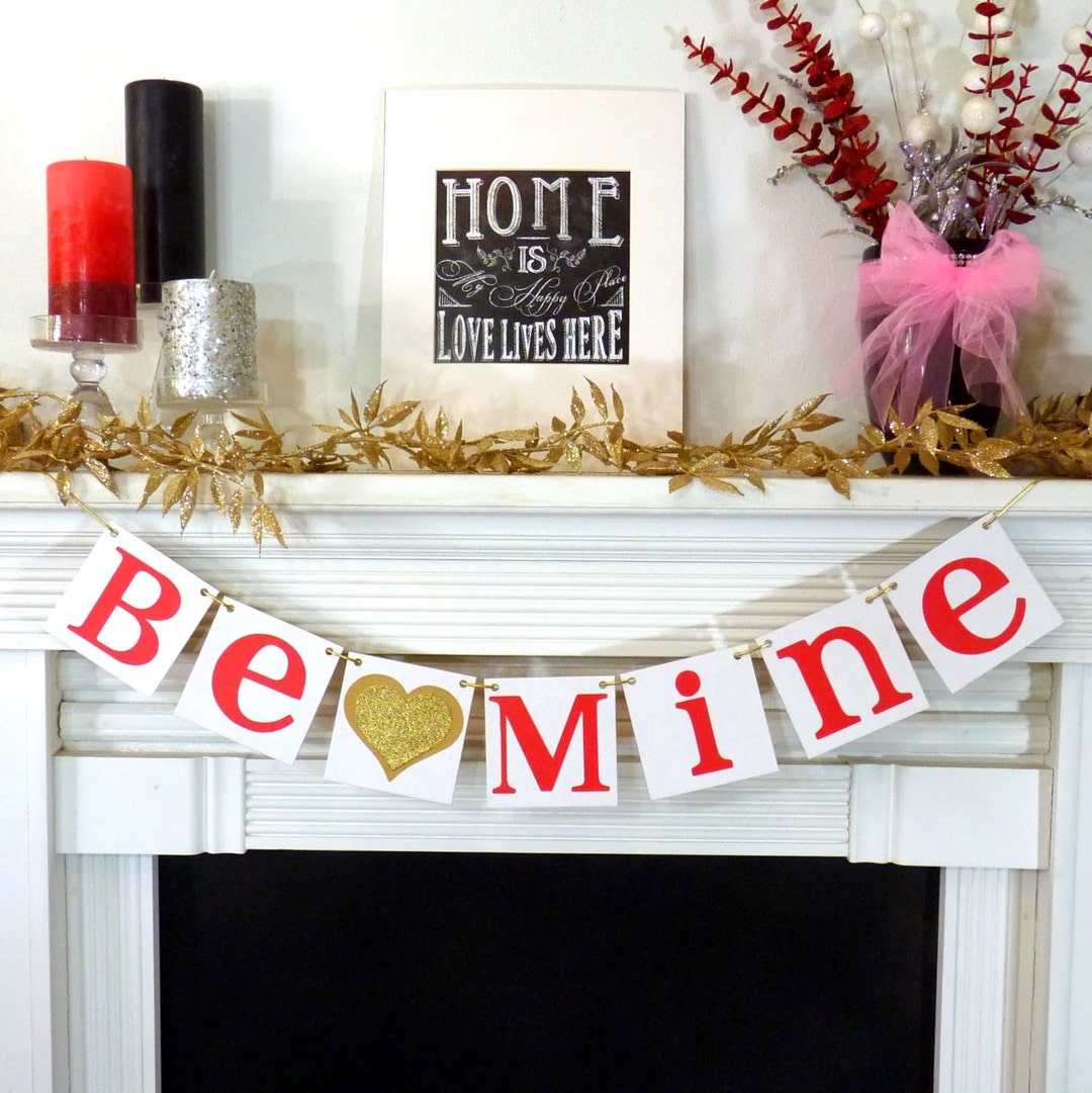 Valentine's Decoration Banner / Be Mine / Valentine Banner / Valentine ...
