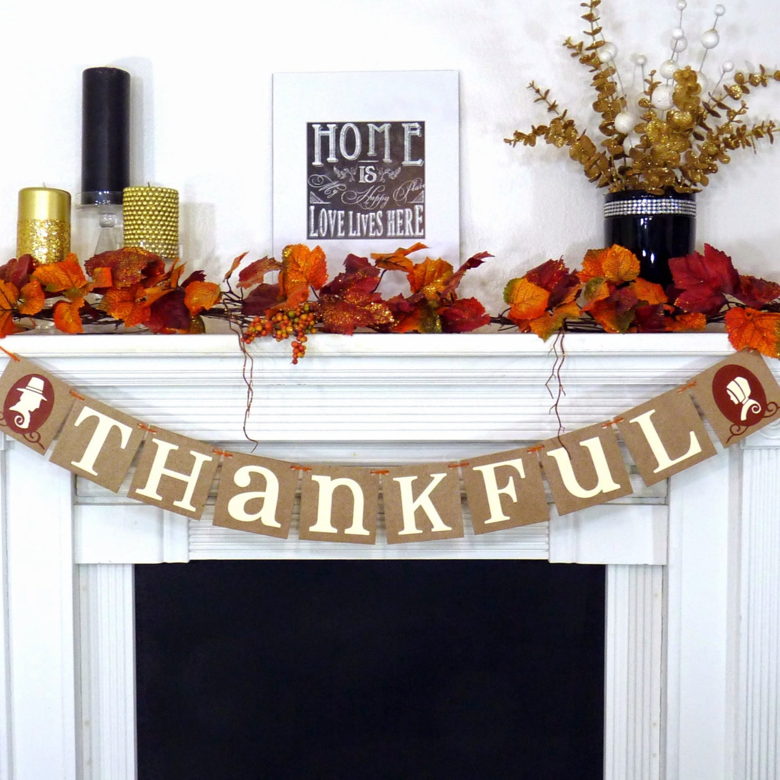 Thanksgiving Banners Thankful Banner Pilgrims Fall Decor | Etsy