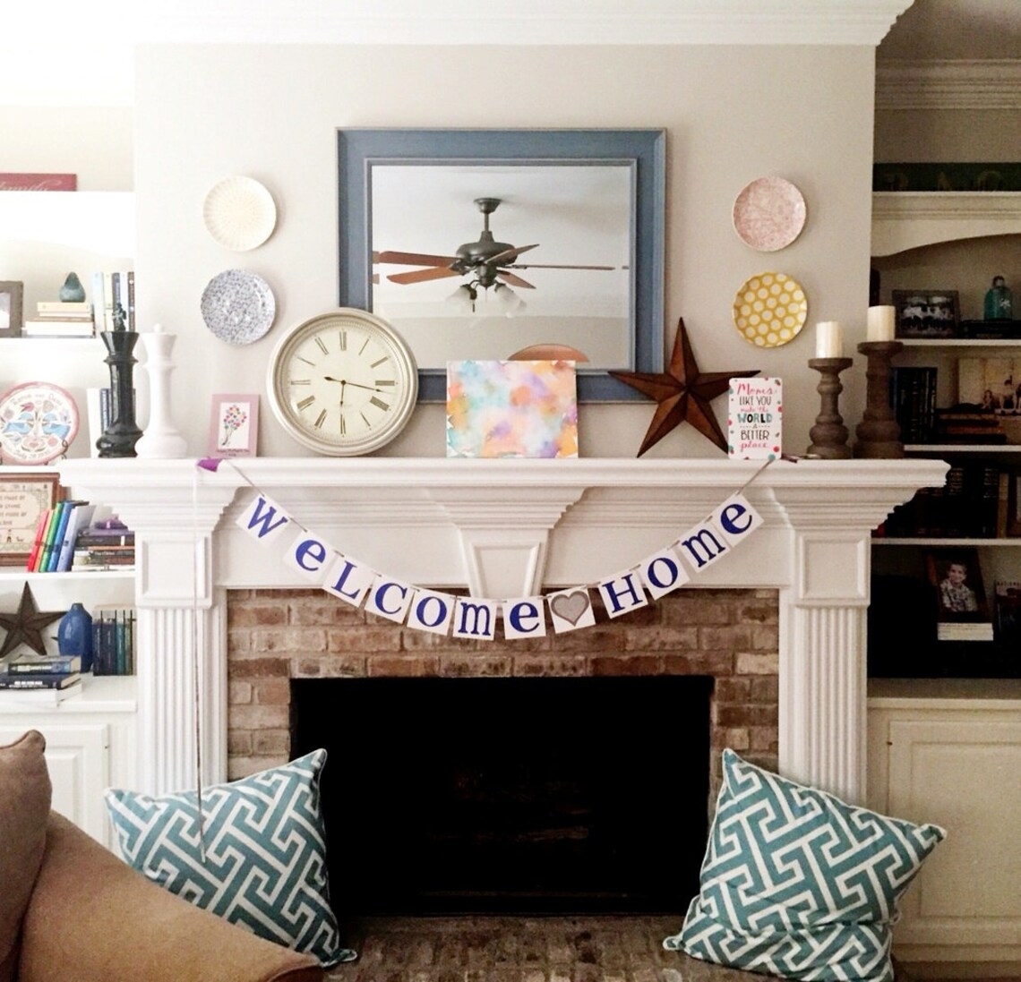 Welcome Home Sign / Garland / Banner / Photo Prop / Fireplace Decor ...