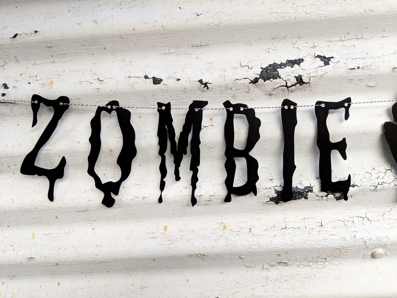 Zombie Banner ∙ ZOMBIE ZONE ∙ Walking Dead ∙ Halloween Decor ∙ Zombie ...