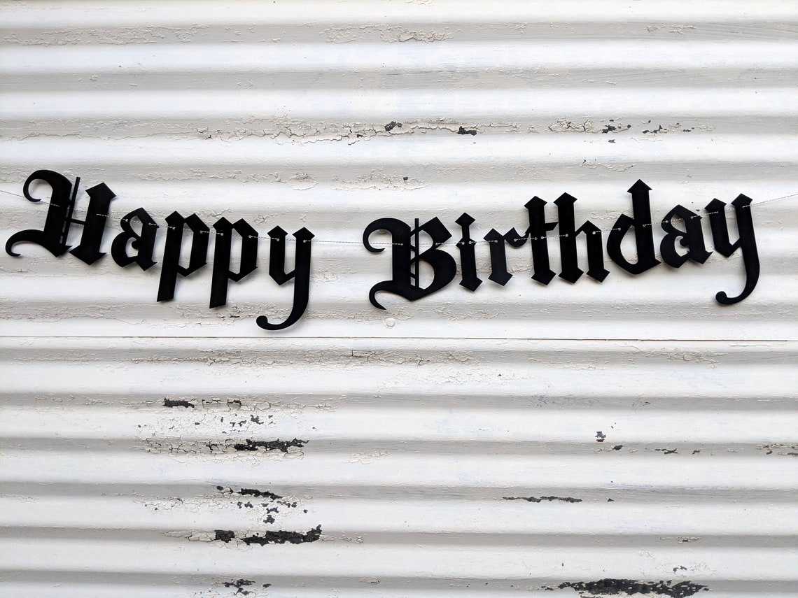 Happy Birthday Banner Gothic Letters Emo Banner Old | Etsy