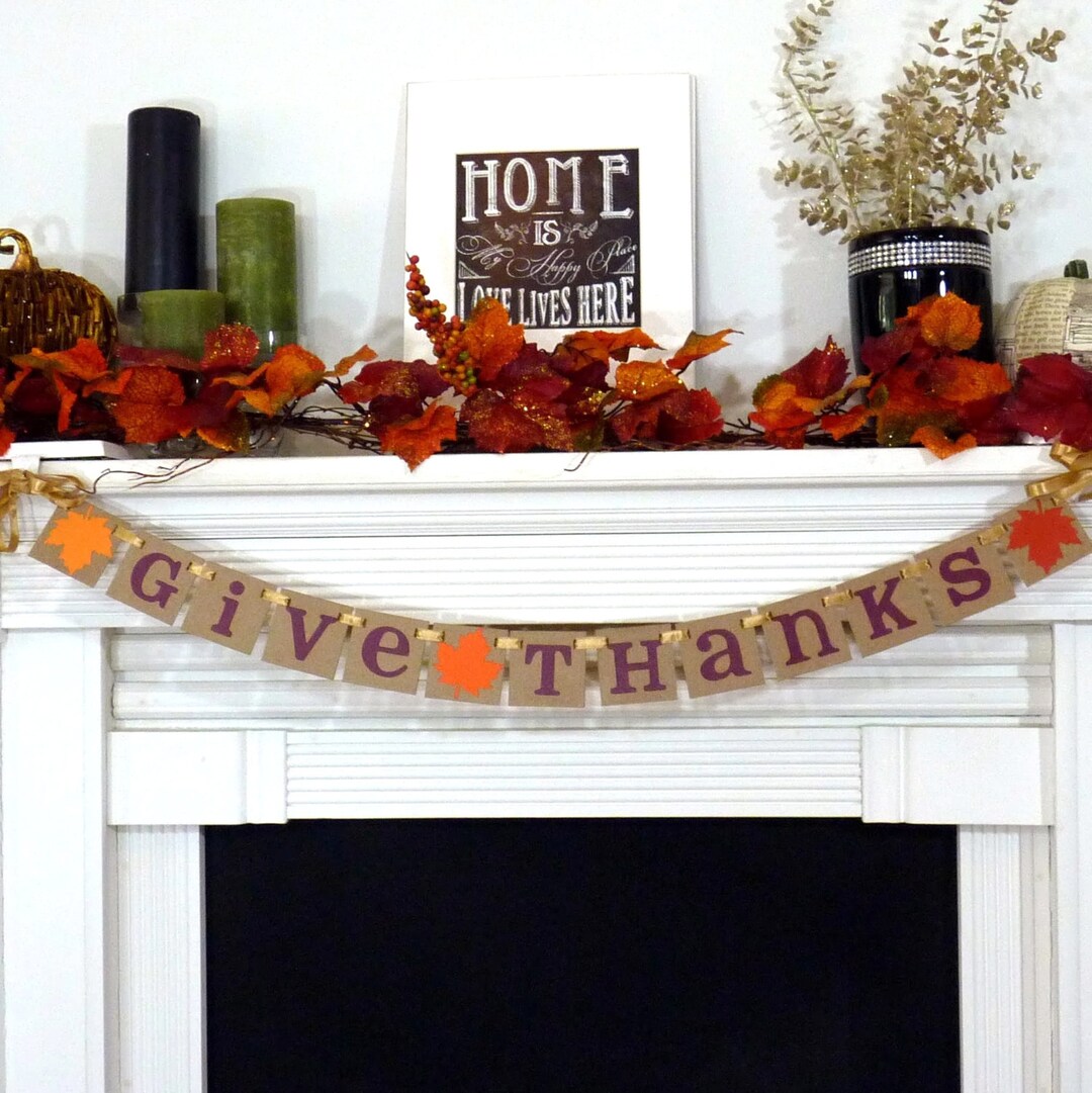 Thanksgiving Decorations Banner - Give Thanks Sign - Thanksgiving ...