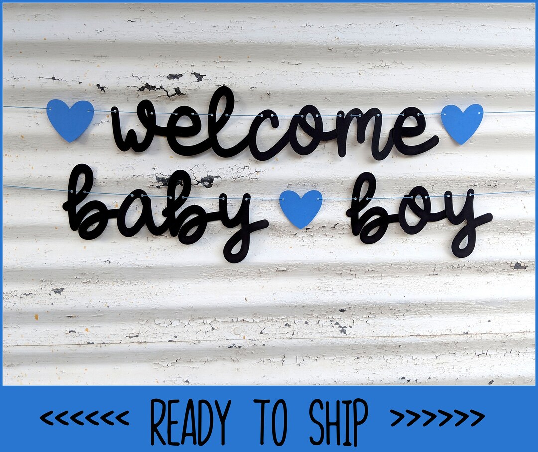 Welcome Baby Boy Banner ∙ Baby Shower Banner ∙ Nursery Room Decoration ...