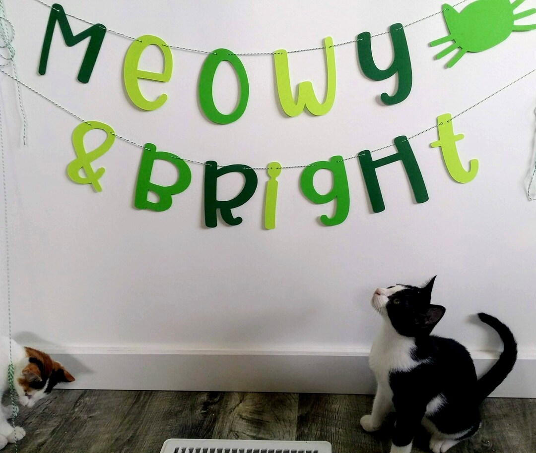 Christmas Banner ∙ Meowy & Bright Banner ∙ Cat Kitten Christmas Banner ...