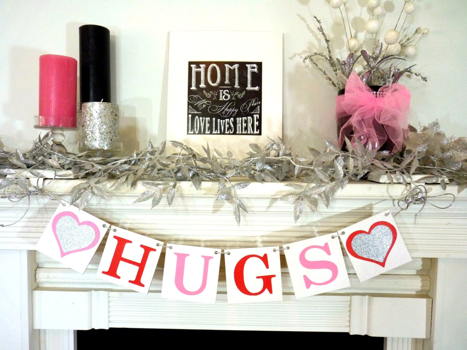 Valentine's Decoration Banner / HUGS / Valentine Banner / Valentine's ...