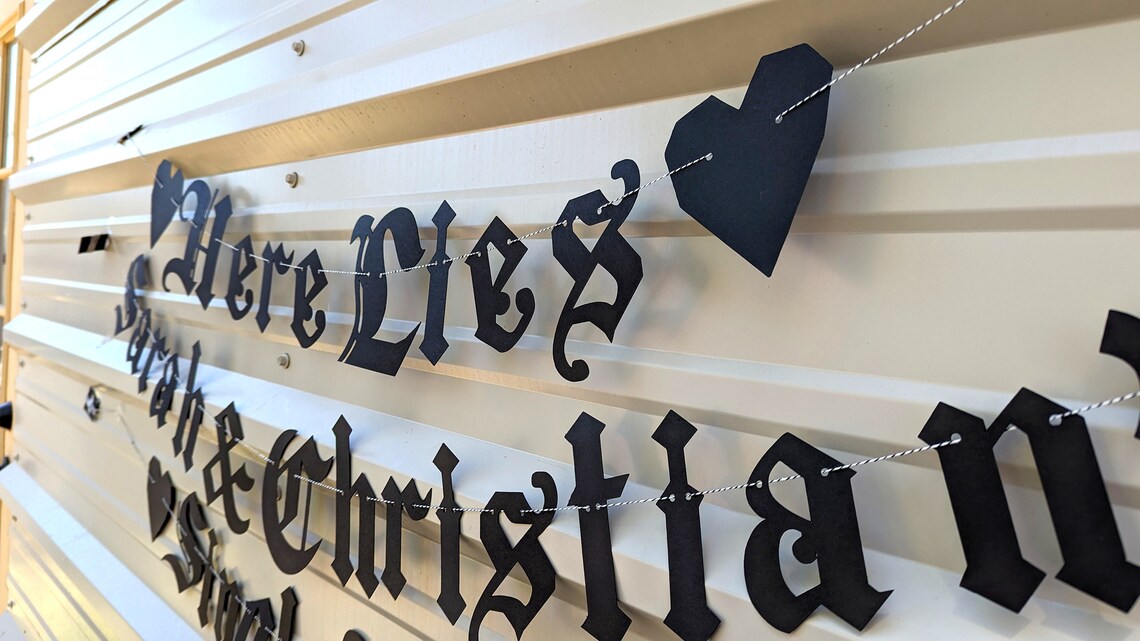 Custom Here Lies Single Life Banner ∙ Goth Couples Shower ∙ Couples ...