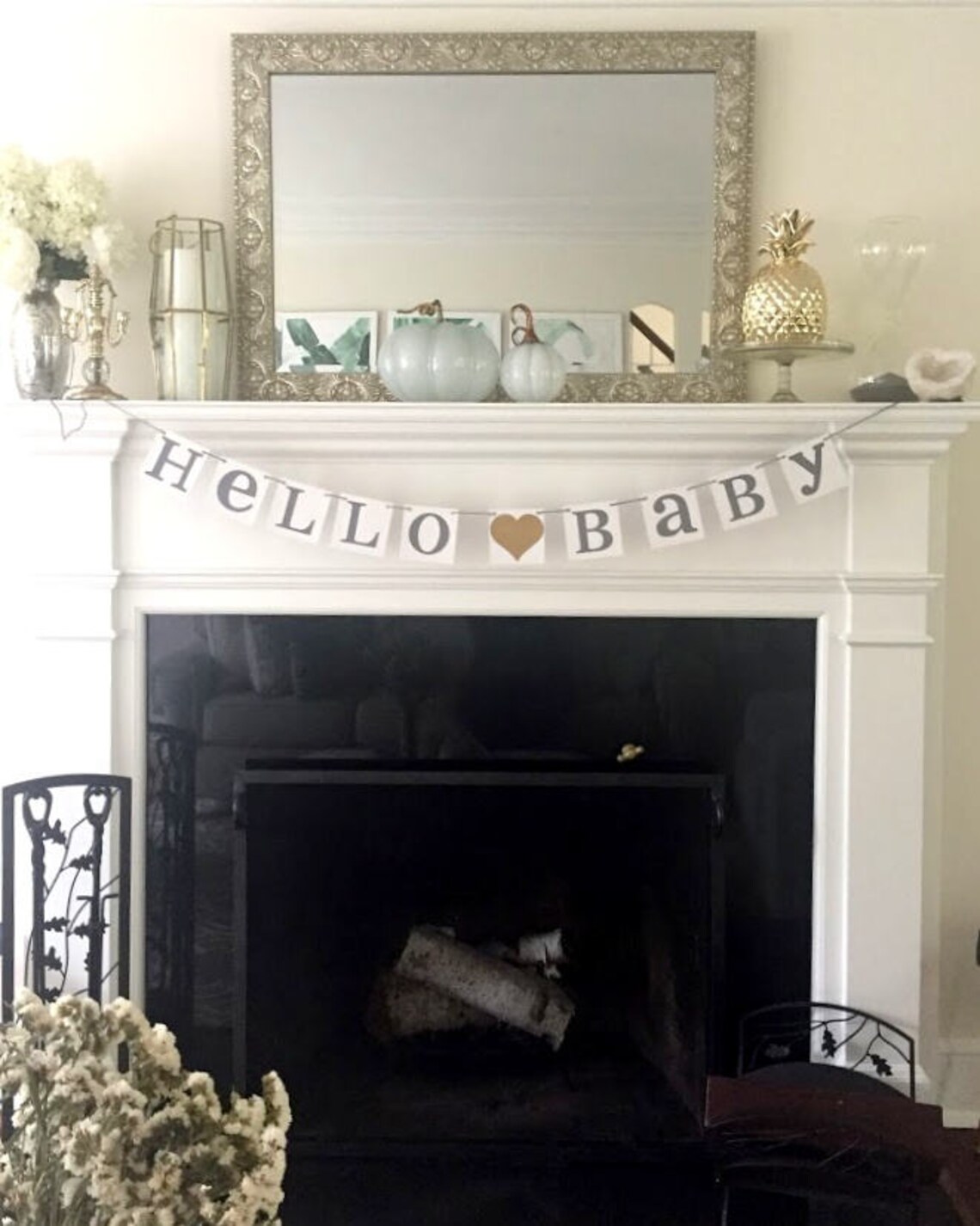 Hello Baby Banner / Baby Shower / Nursery Sign Decoration / Rustic Baby ...