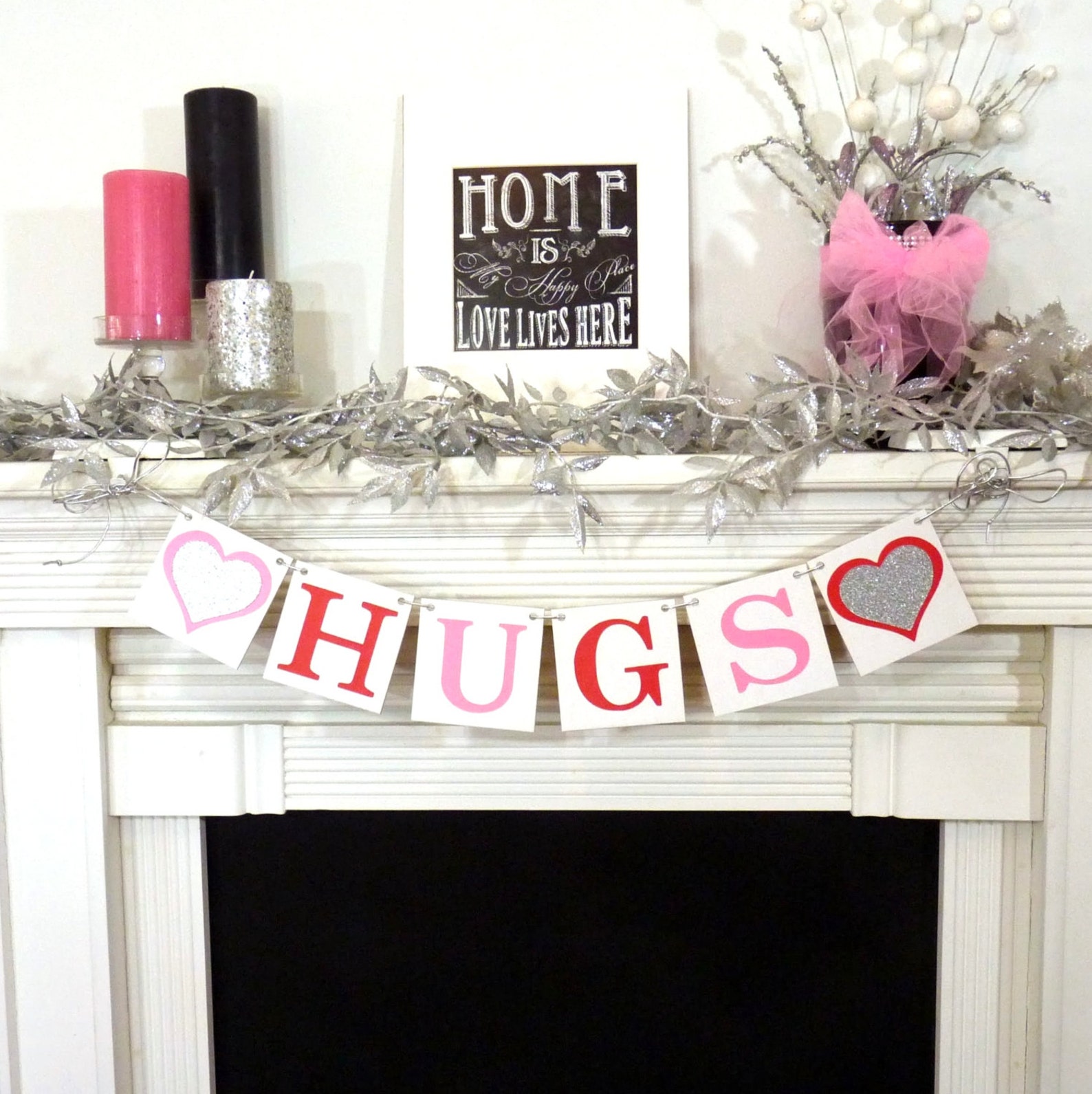 Valentine's Decoration Banner / HUGS / Valentine Banner / Valentine's ...