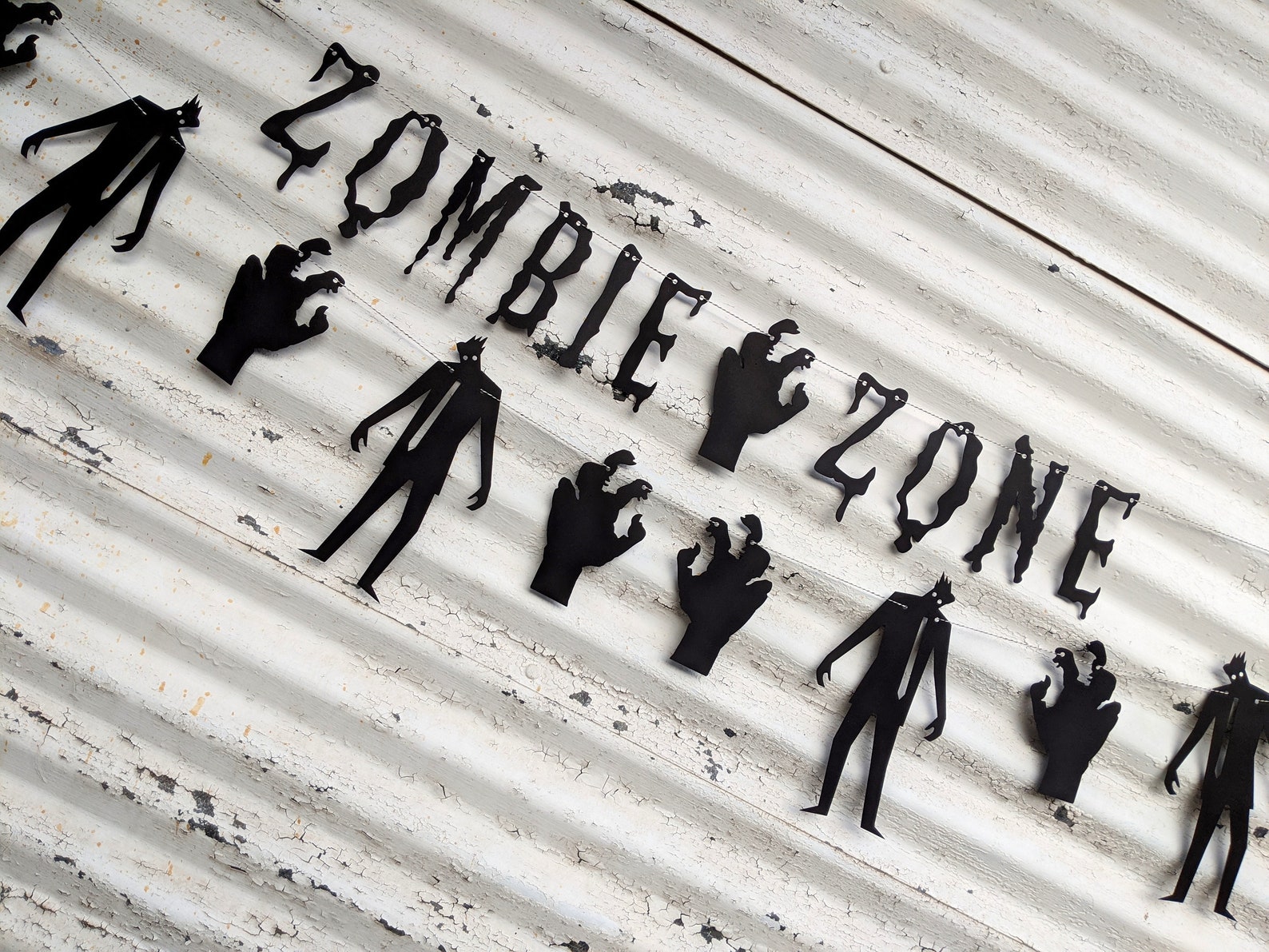 Zombie Banner ∙ ZOMBIE ZONE ∙ Walking Dead ∙ Halloween Decor ∙ Zombie ...
