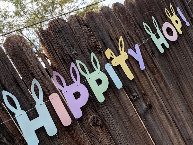 Happy Easter Banner Hippity Hop Banner Easter Decoration - Etsy