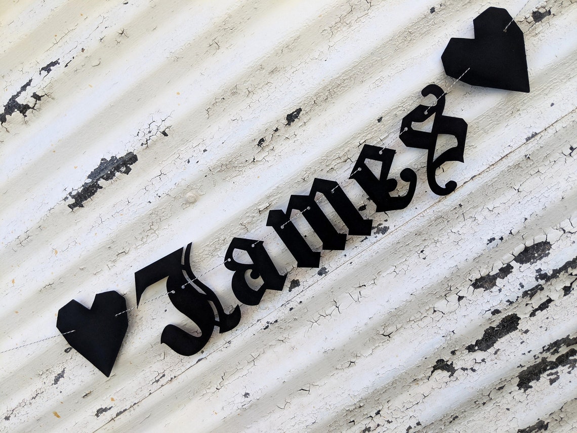 Happy Birthday Custom Name Banner Gothic Letters Emo - Etsy