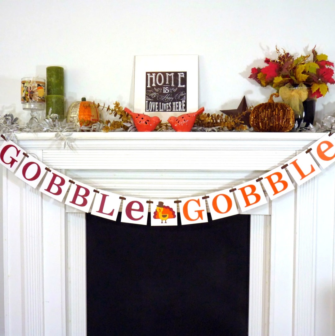 Thanksgiving Decorations Banner - Gobble Gobble Banner - Thanksgiving ...