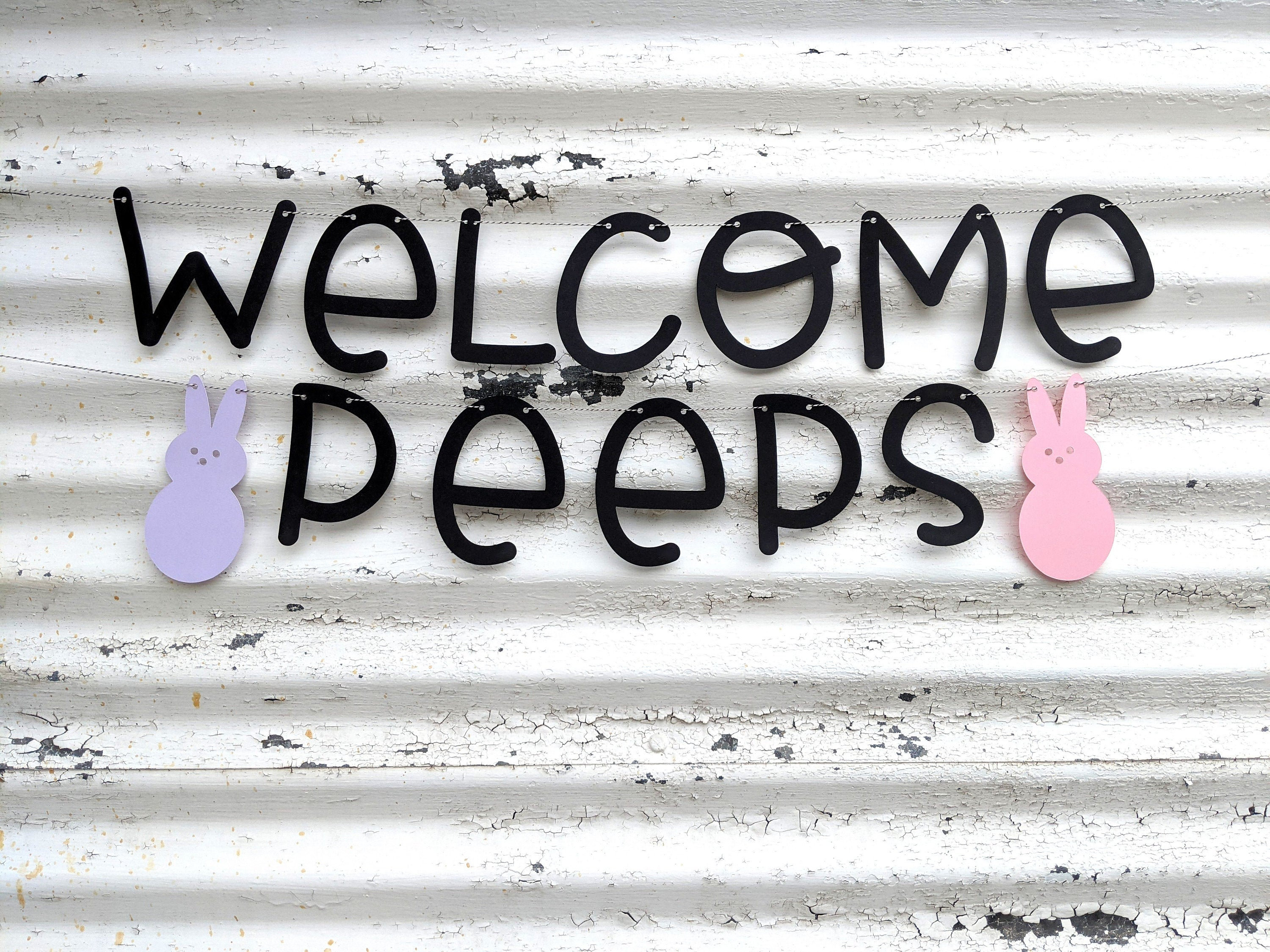Happy Easter Banner ∙WELCOME PEEPS Banner ∙ Happy Easter Decoration ∙ ...