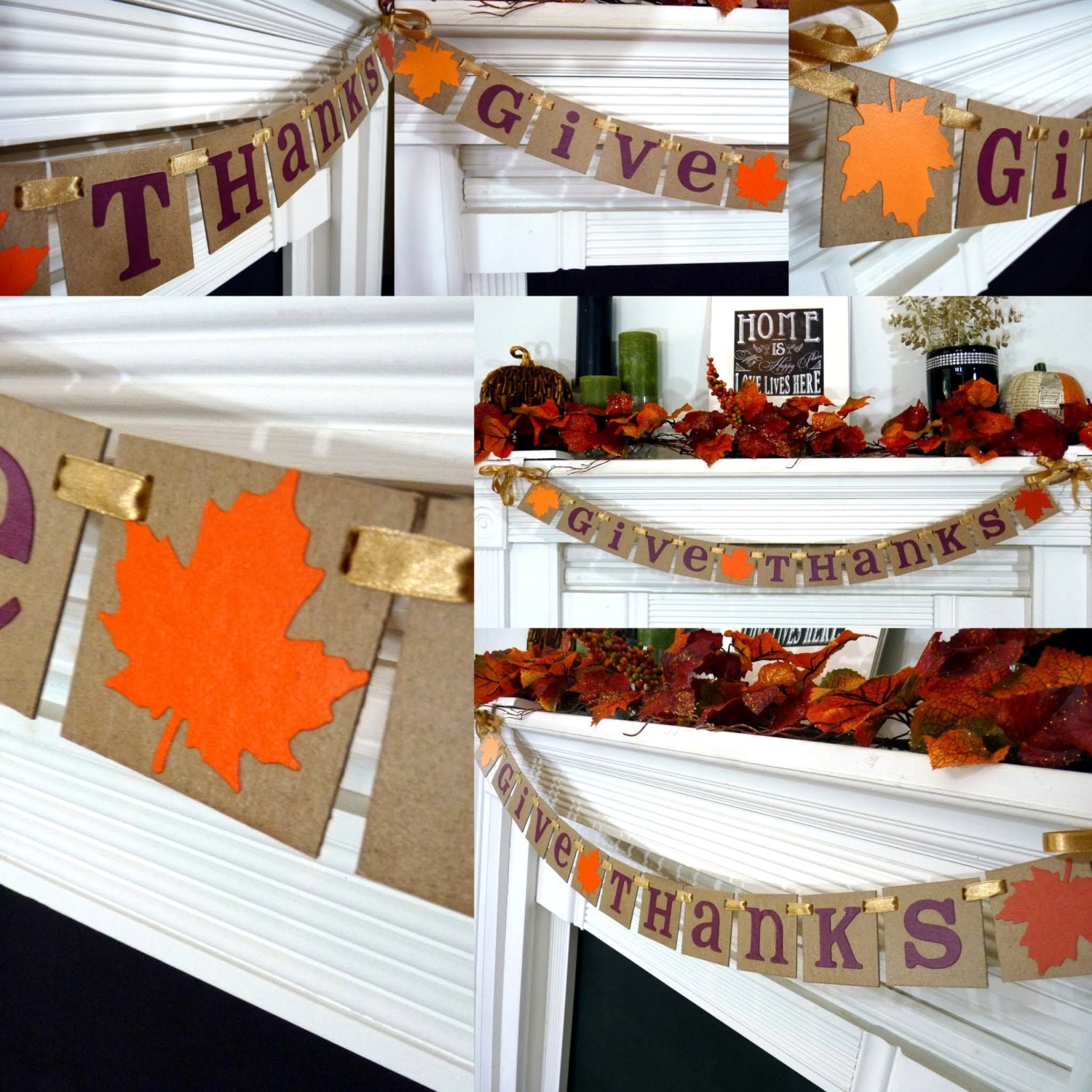 Thanksgiving Decorations Banner Give Thanks Sign | Etsy