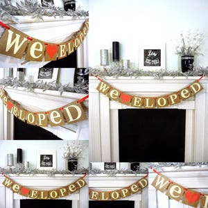 We Eloped Banner - Just Married Banner - Wedding Garland - Rustic ...
