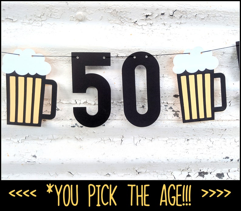 Beer Birthday Banner ∙ Beer & Age Garland ∙ Beer Mug Banner ∙ 21 Years ...