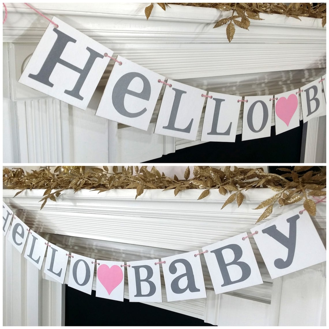 Hello Baby Banner / Baby Shower / Nursery Sign Decoration / Rustic Baby ...