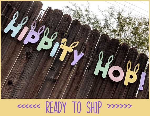 Happy Easter Banner Hippity Hop Banner Easter Decoration | Etsy